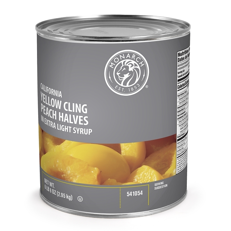 MONARCH YELLOW CLING PEACH HALVES IN LIGHT SYRUP - US Foods CHEF'STORE