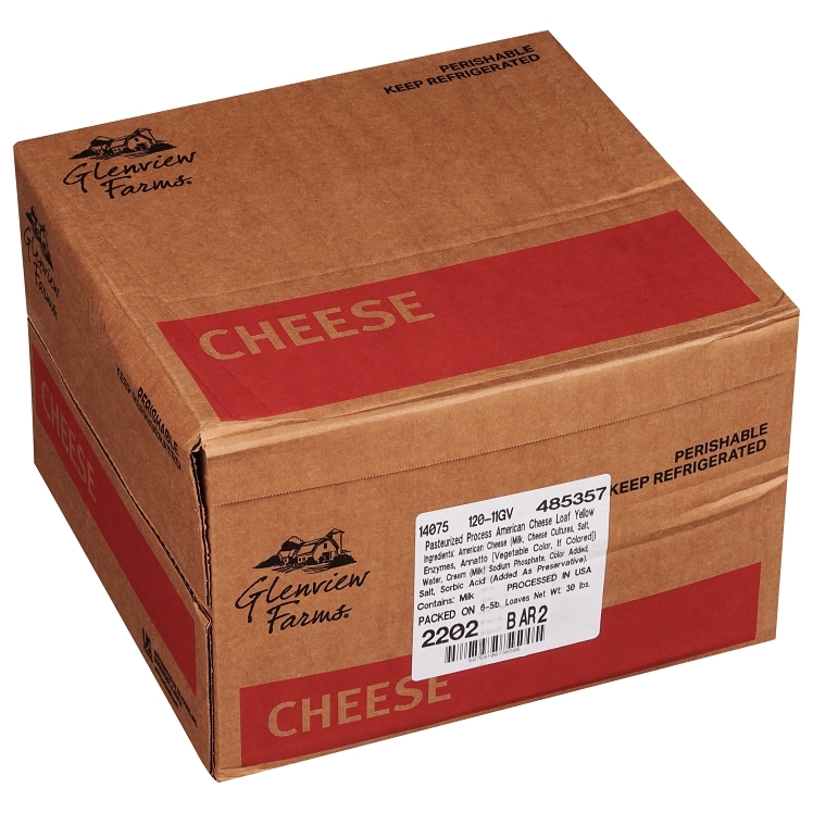 GLENVIEW FARMS PROCESSED YELLOW LOAF AMERICAN CHEESE - US Foods CHEF'STORE