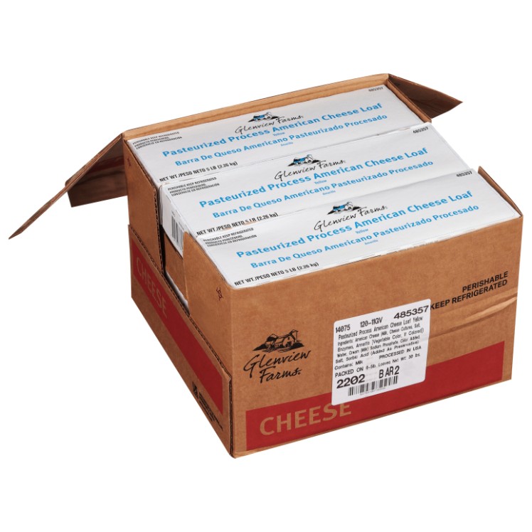 GLENVIEW FARMS PROCESSED YELLOW LOAF AMERICAN CHEESE - US Foods CHEF'STORE