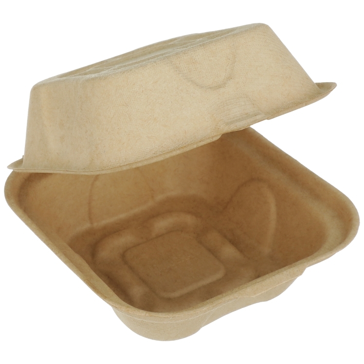 Monogram Hinged Natural Fiber Molded Container 6x6x1 - US Foods CHEF'STORE