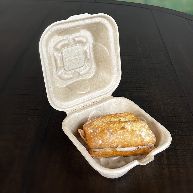 Monogram Hinged Natural Fiber Molded Container 6x6x1 - US Foods CHEF'STORE