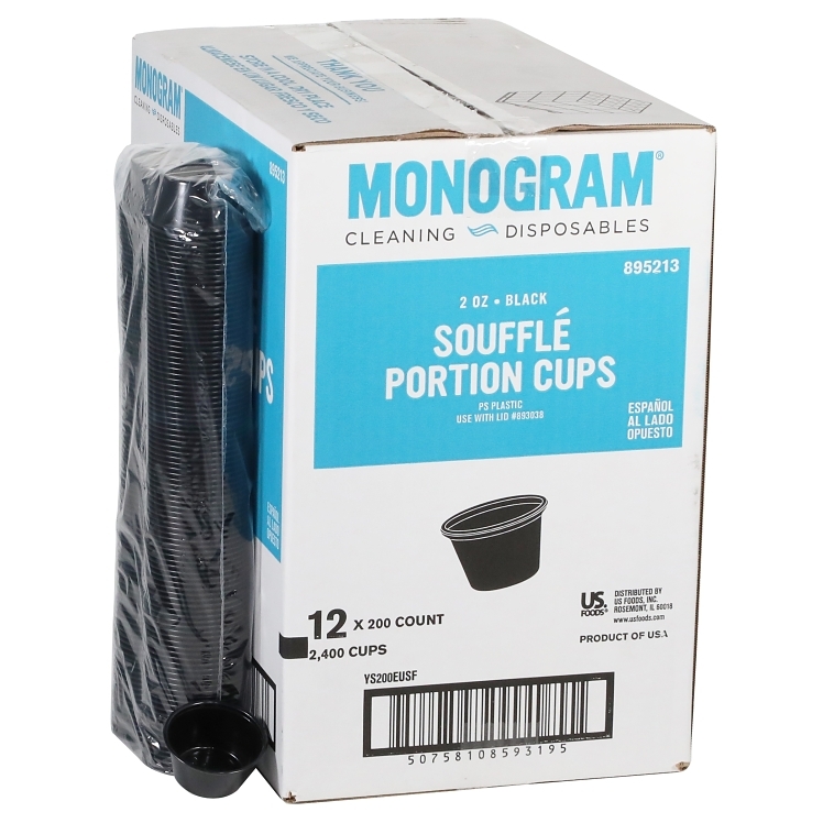 MONOGRAM 2 OZ BLACK PLASTIC SOUFFLE CUPS - US Foods CHEF'STORE