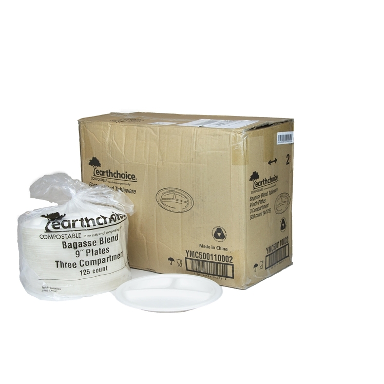 EARTH CHOICE MOLDED FIBER 9 3 COMPARTMENT PLATE - US Foods CHEF'STORE